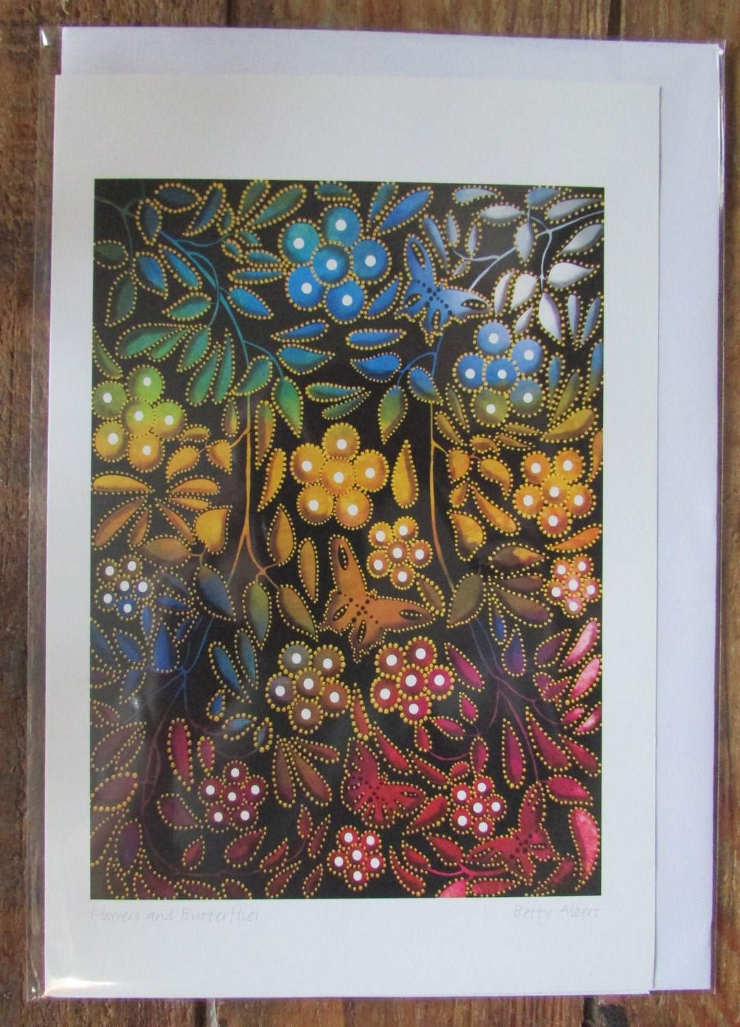 New "flowers AND Butterflies" by Cree Artist Betty Albert Art Card 6"x9 ...