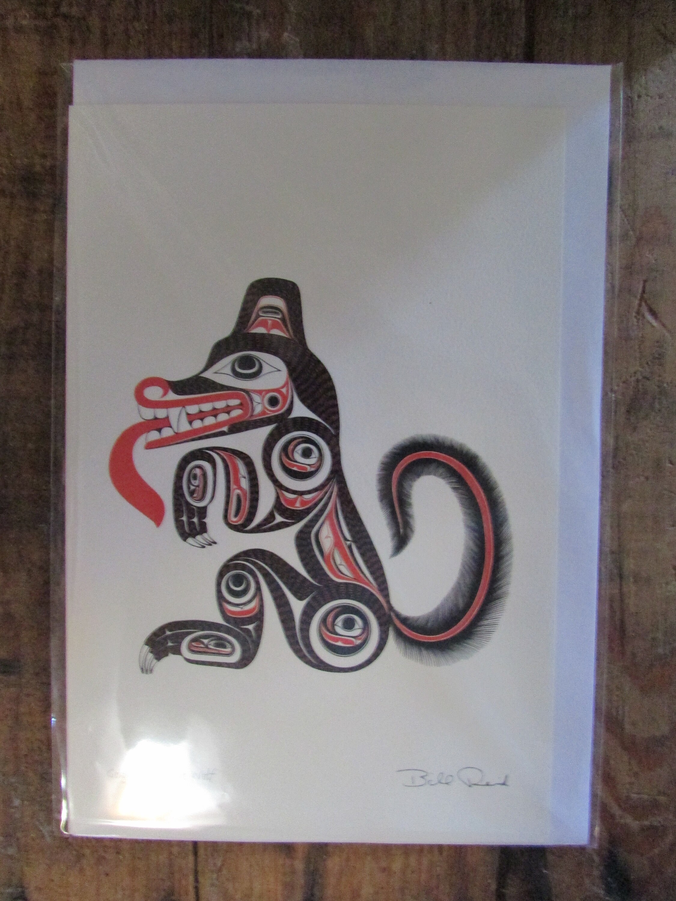 NEW "godji Haida Wolf" Art Card by Haida Artist Bill Reid 6"x9" Blank ...