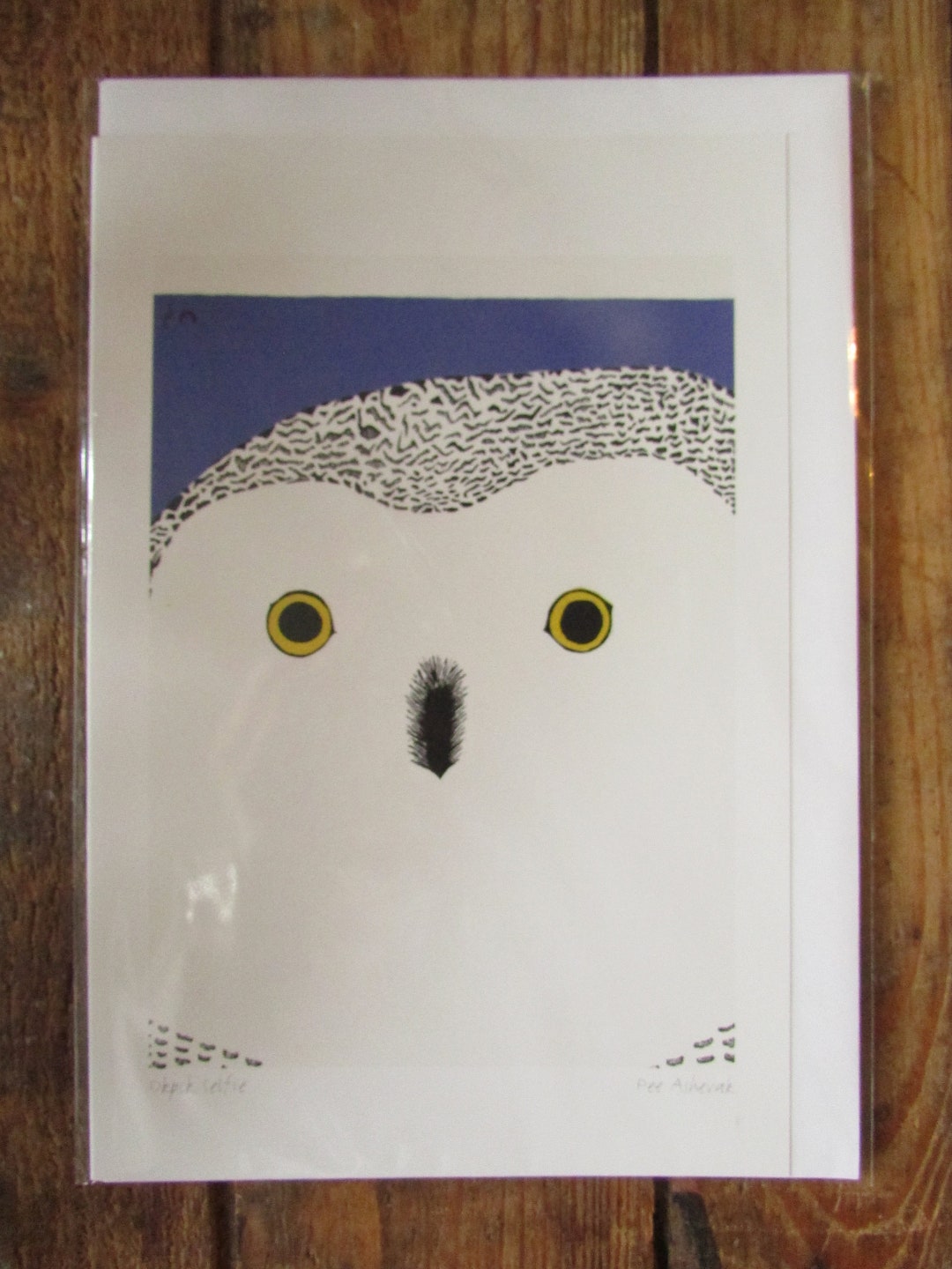 New OKPIK SELFIE Art Card by Inuit Artist Pee Ashevak Blank Inside W ...