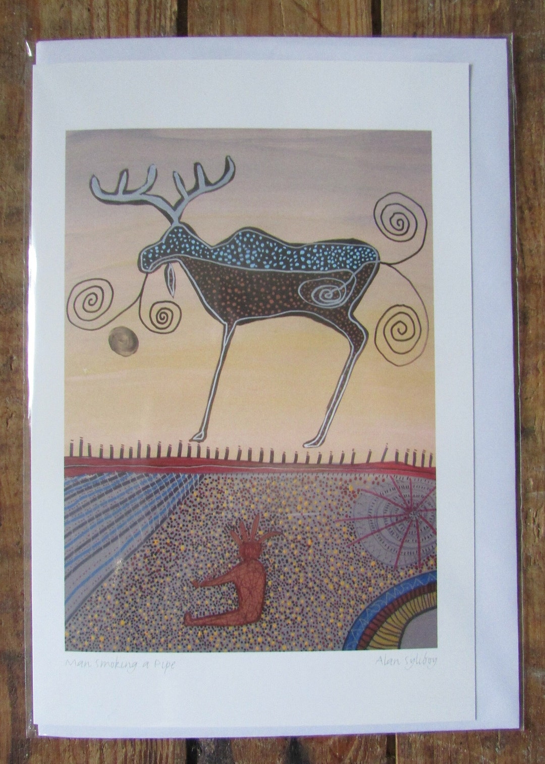New "man SMOKING a Pipe" Art Card by First Nations Artist Alan Syliboy ...