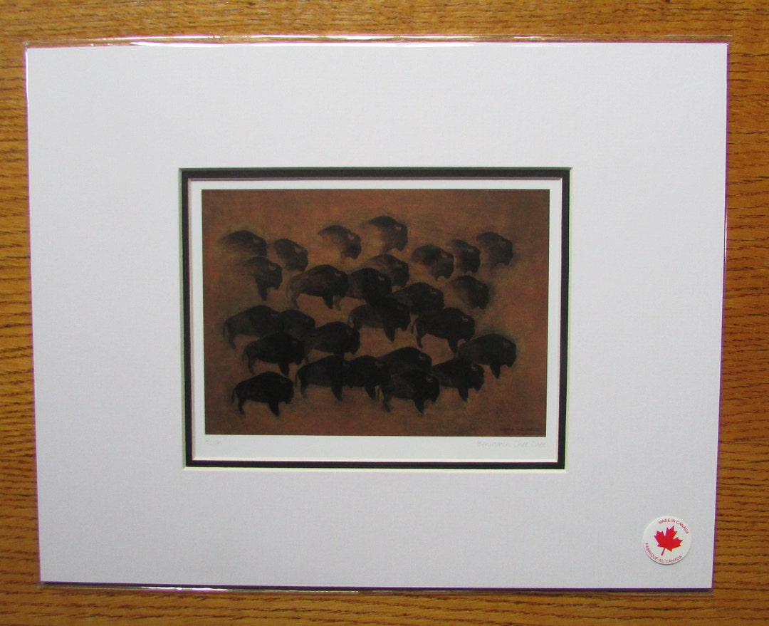 Matted Art Print "bison" by Artist Benjamin Chee Chee 11"x14" Made in ...