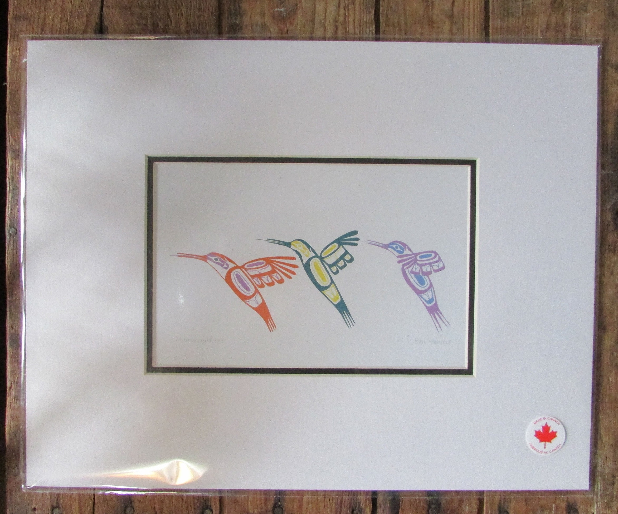 NEW "3 Hummingbirds" by Heiltsuk Artist Ben Houstie 11x14" Matted Art ...
