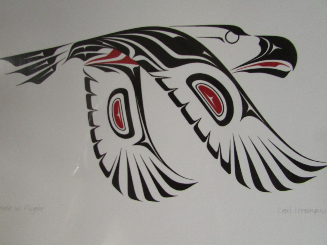 New "eagle IN Flight" Art Card by Salish Artist Carl Stromquist 6"x9 ...