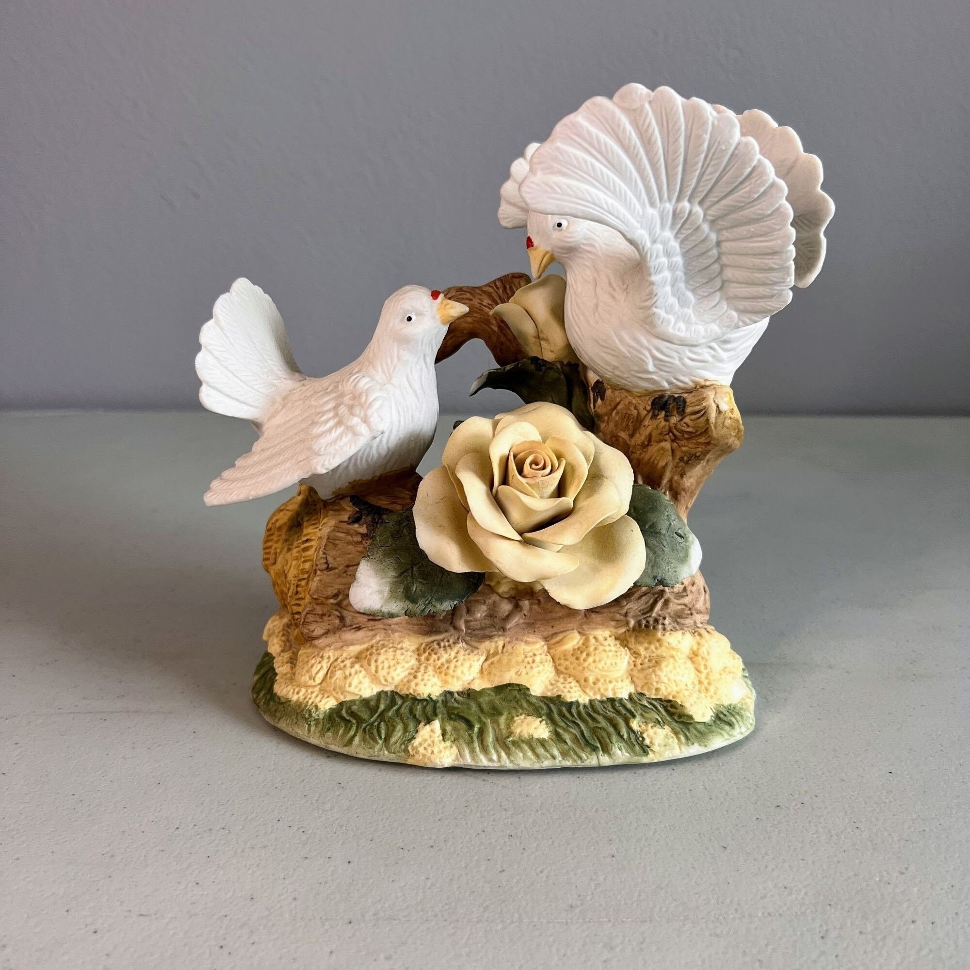 Vintage Capodimonte Porcelain Doves and Rose Tree Figurine - Etsy