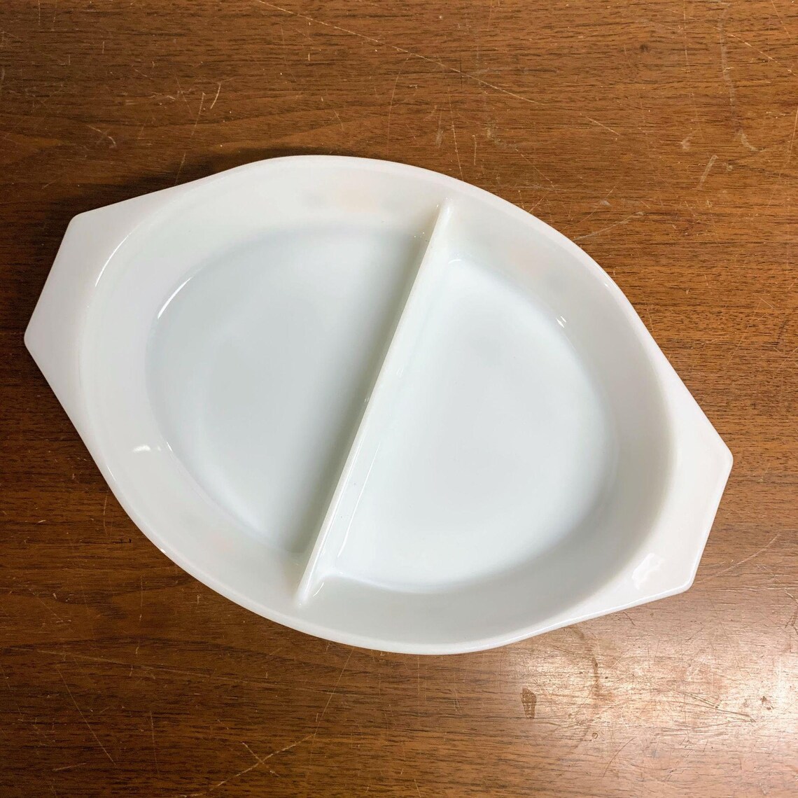 Vintage Pyrex Town and Country Oval Divided Dish 063 - Etsy