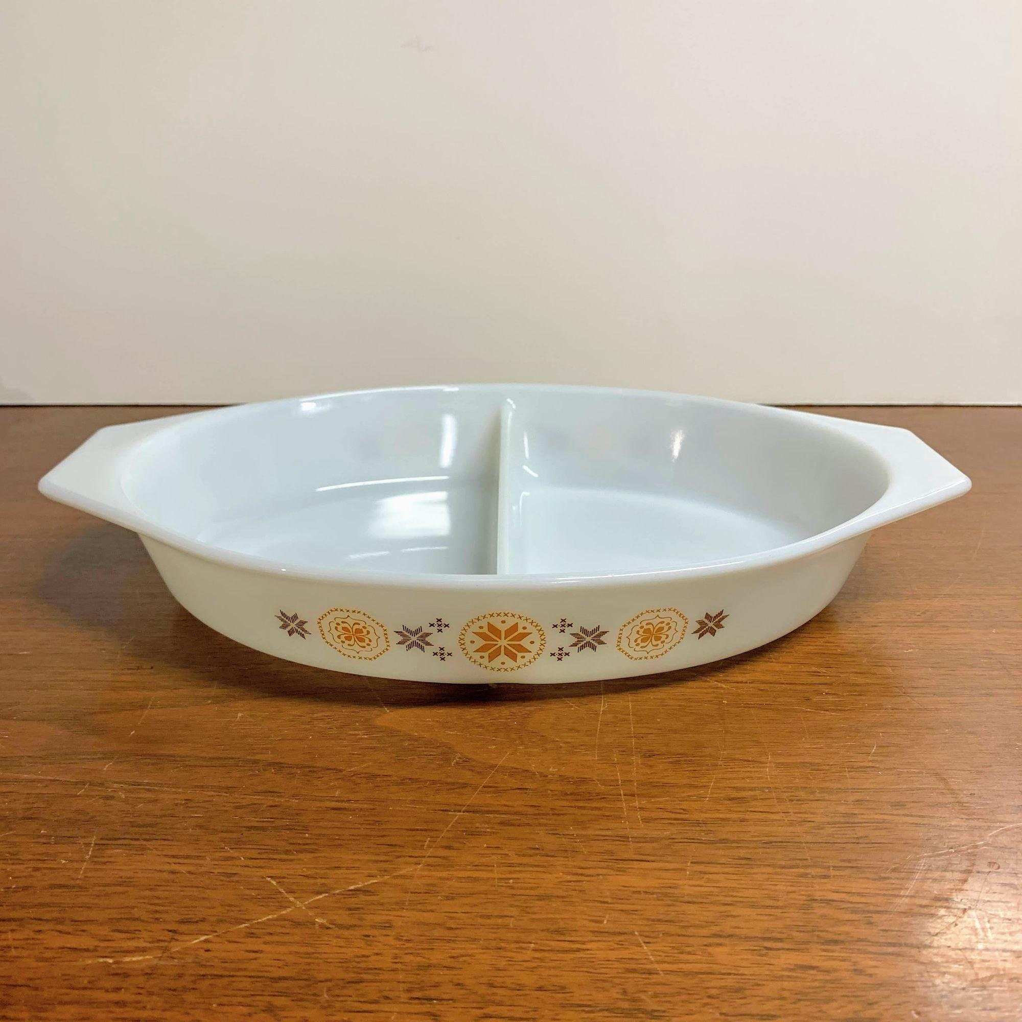 Vintage Pyrex Town and Country Oval Divided Dish 063 - Etsy