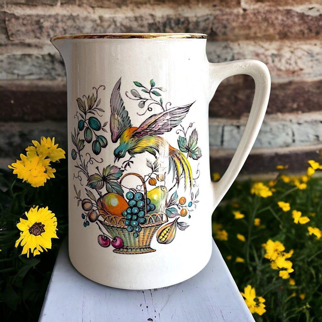 Vintage Weatherby Hanley Royal Falcon Ware Birds and Flowers Water ...