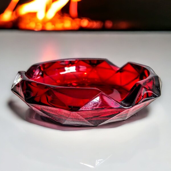Red Glass Ashtray - Etsy