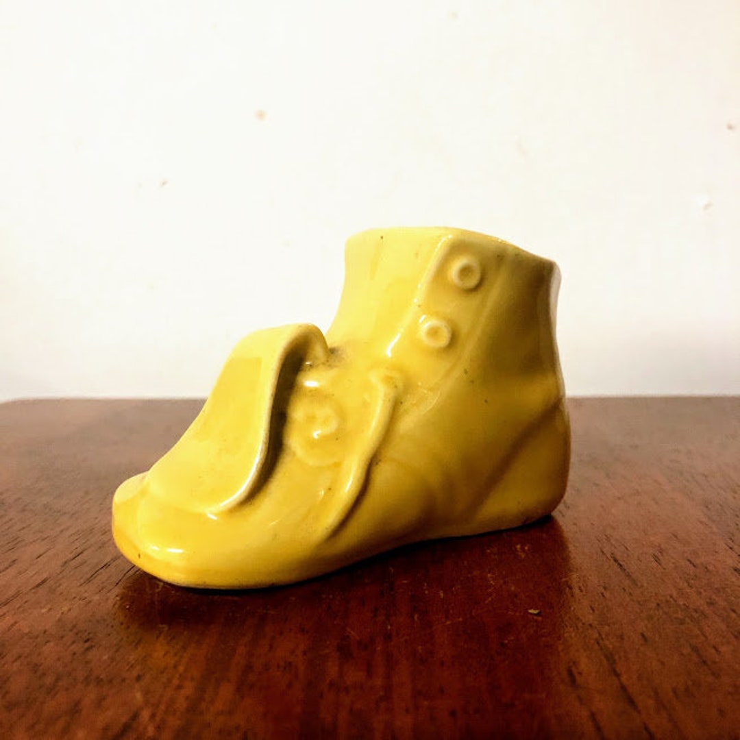 Vintage Yellow Untied Baby Boot Planter - Etsy