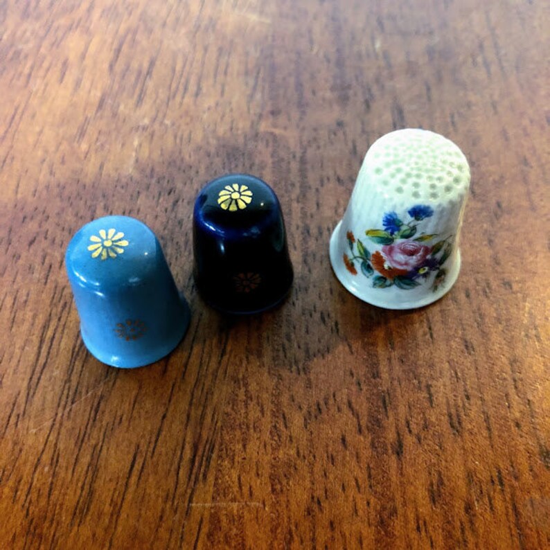 Vintage Limoges France Trio of Miniature Thimbles - Etsy