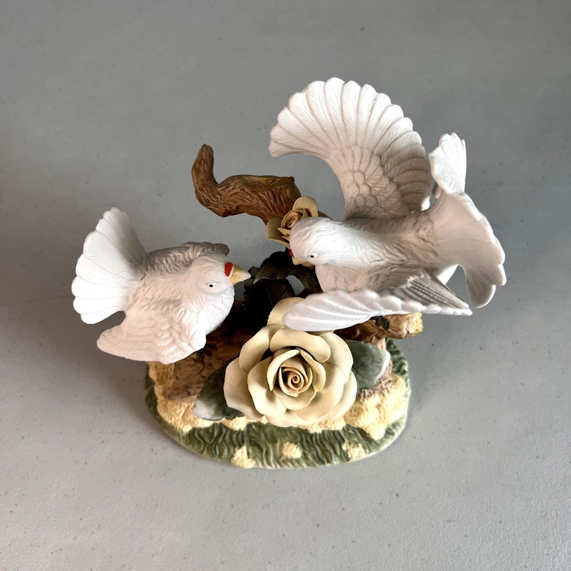 Vintage Capodimonte Porcelain Doves and Rose Tree Figurine - Etsy