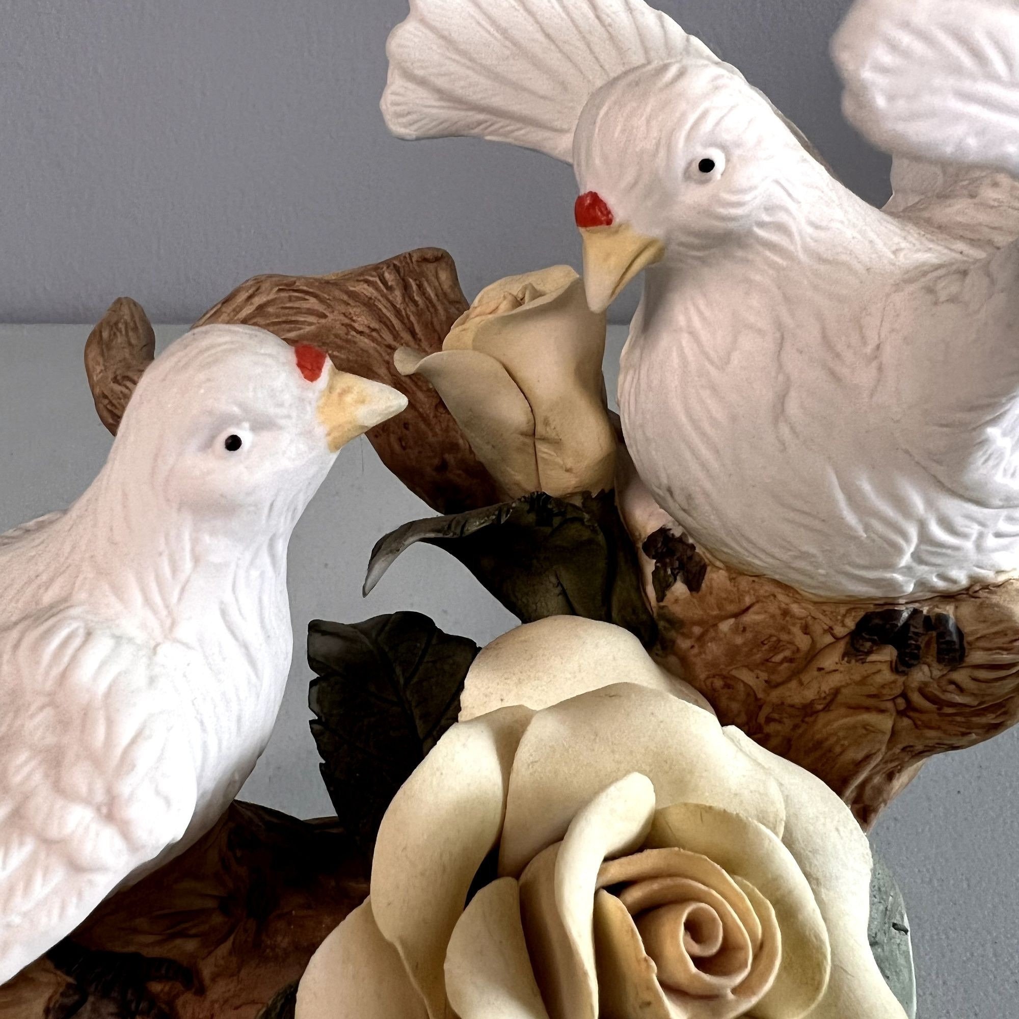 Vintage Capodimonte Porcelain Doves and Rose Tree Figurine - Etsy