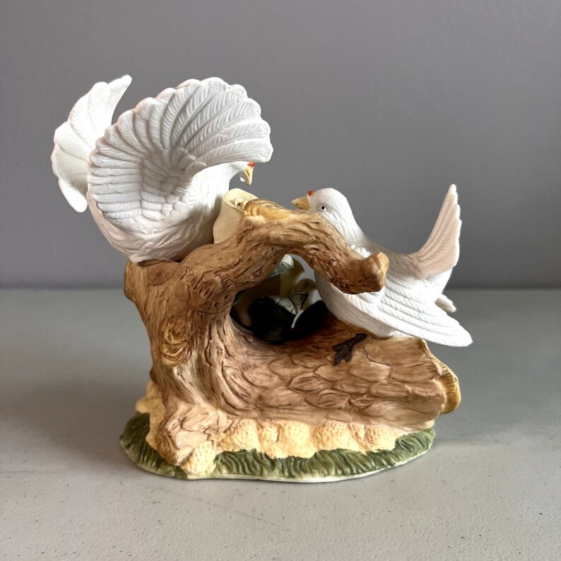 Vintage Capodimonte Porcelain Doves and Rose Tree Figurine - Etsy