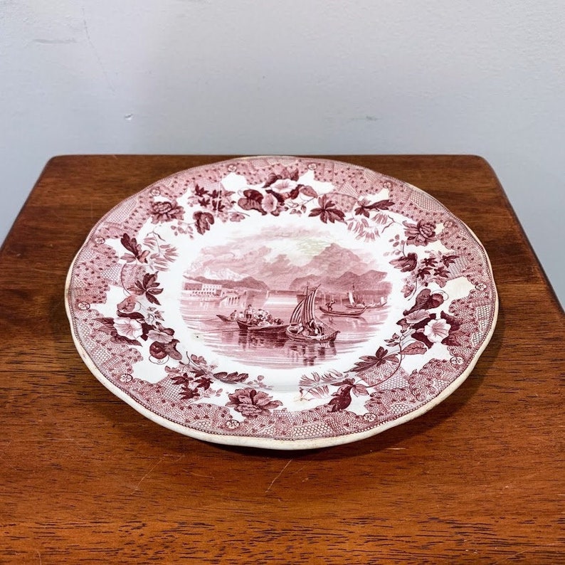 Antique Red Transferware Enoch Wood & Sons European Scenery | Etsy