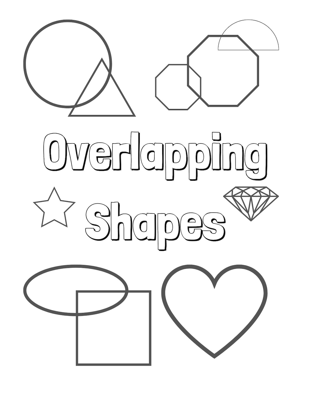 Overlapping Shapes Coloring Page - Etsy
