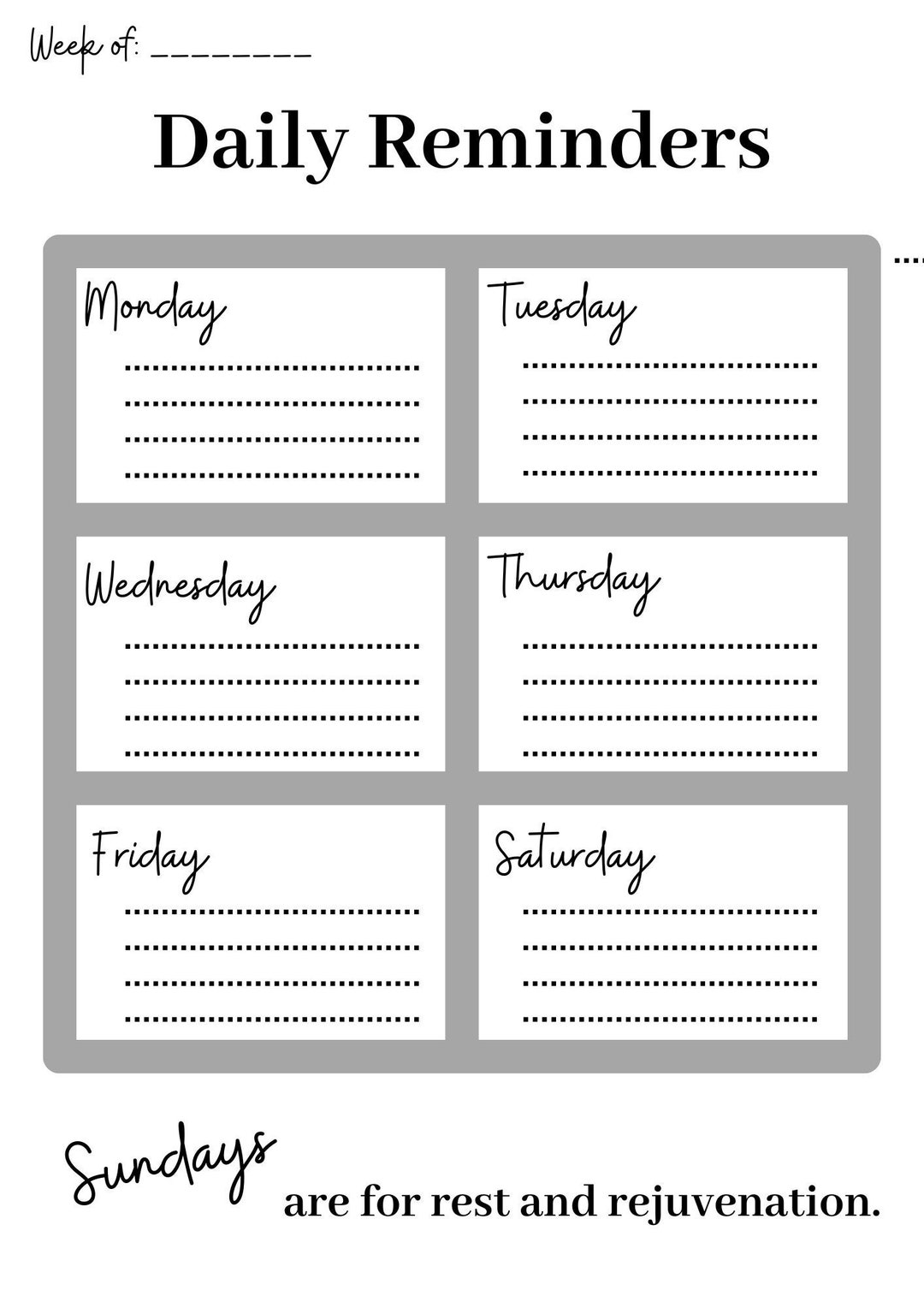Daily Reminders Planning Sheet Lined - Etsy