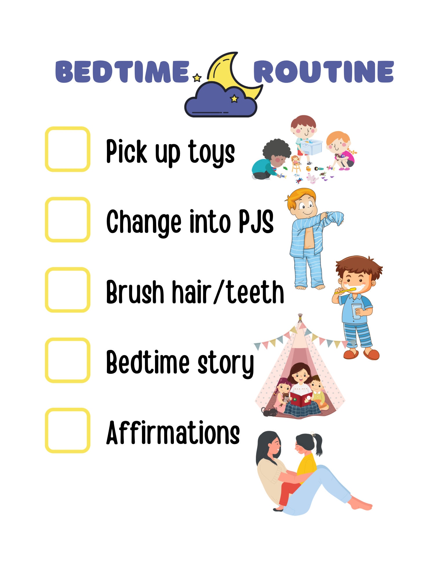 Kids Morning/evening Routine Chart, Printable Kids Chart, Morning ...
