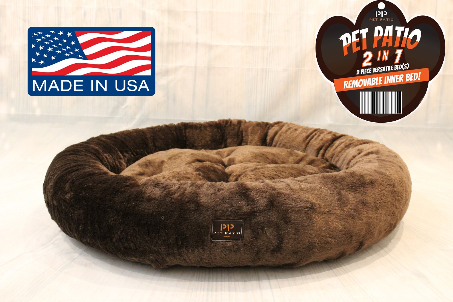 Round Dog Bed Nest Crate Pet Mat Cover Washable Brown Blue - Etsy
