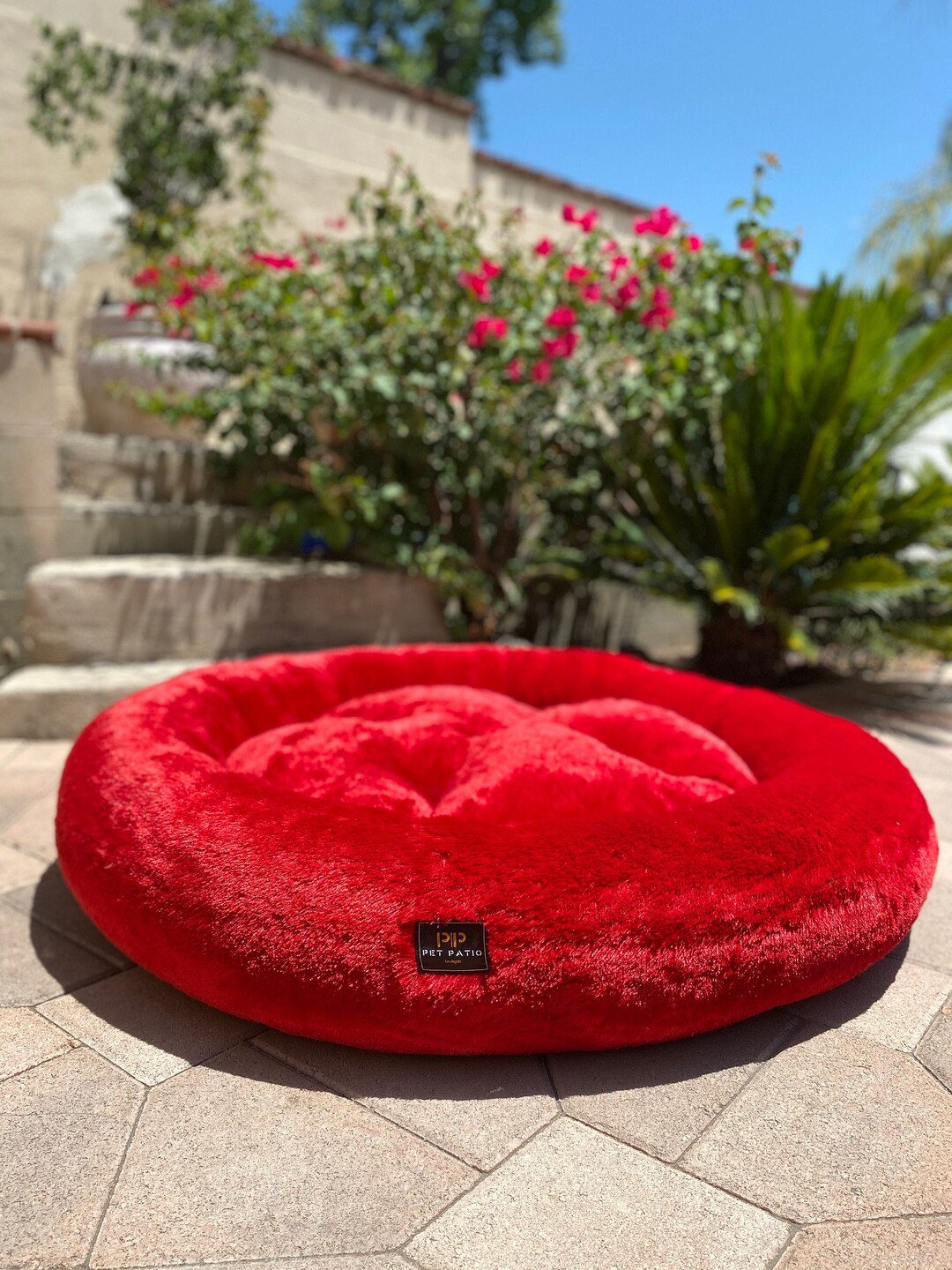 Round Dog Bed Nest Crate Pet Mat Cover - Washable Brown Blue Red Gray ...