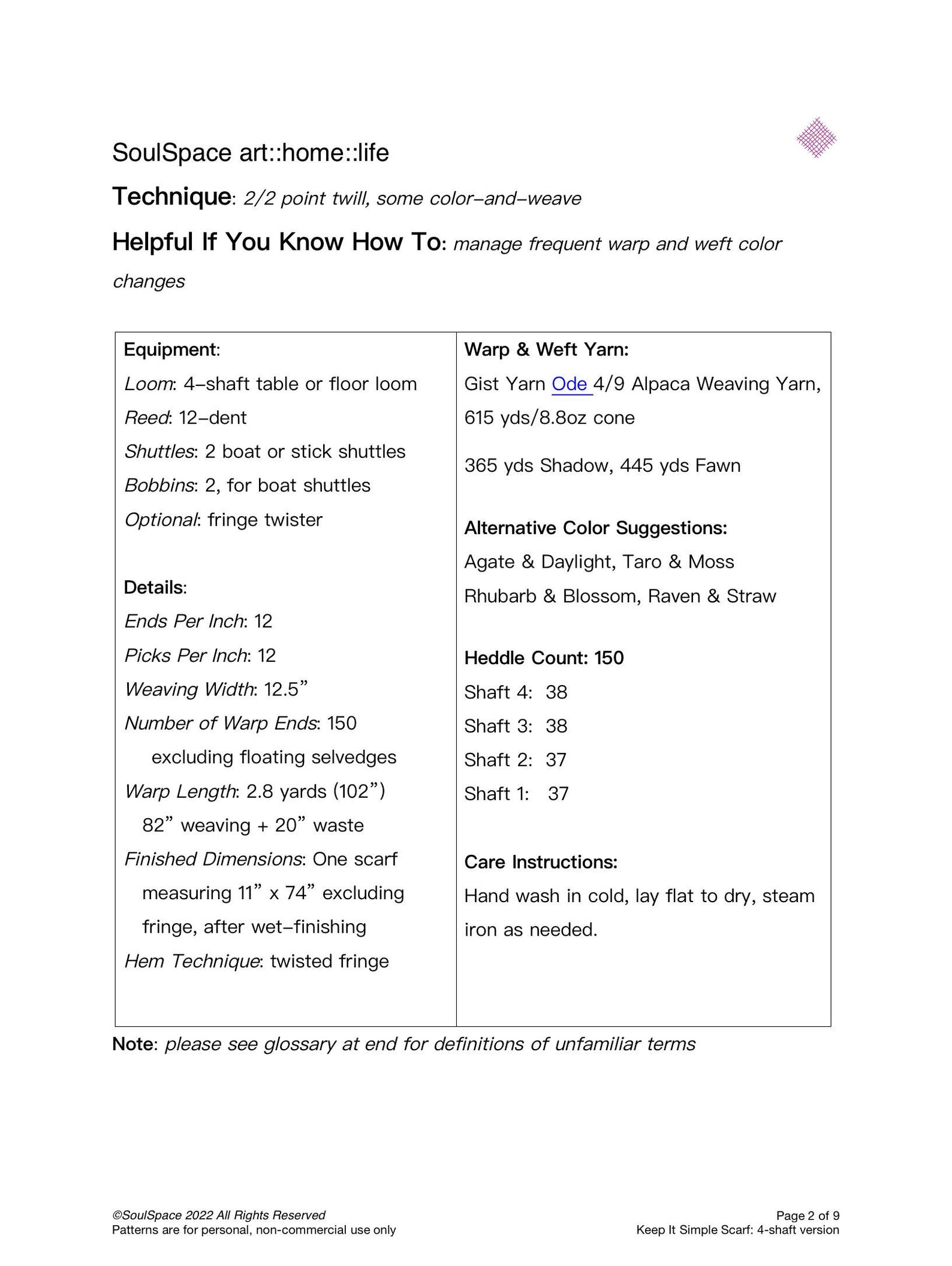 4-shaft Pattern PDF: Keep It Simple Scarf - Etsy