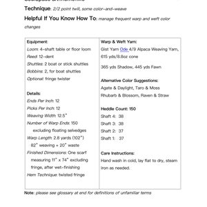 4-shaft Pattern PDF: Keep It Simple Scarf - Etsy