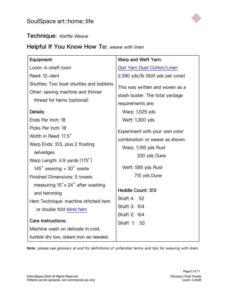 4-shaft Pattern PDF: Fibonacci Float Towels - Etsy