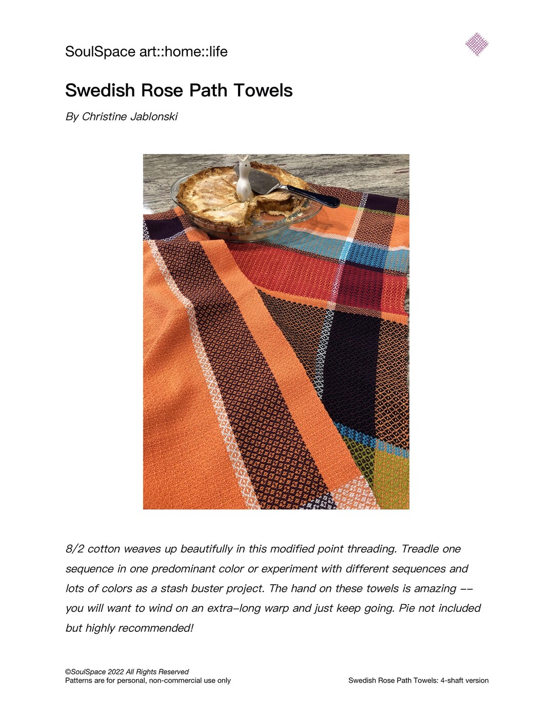 4-shaft Pattern PDF: Swedish Rose Path Towels - Etsy
