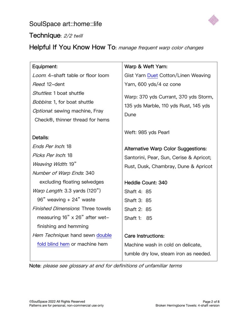 4-shaft Pattern PDF: Broken Herringbone Towels - Etsy