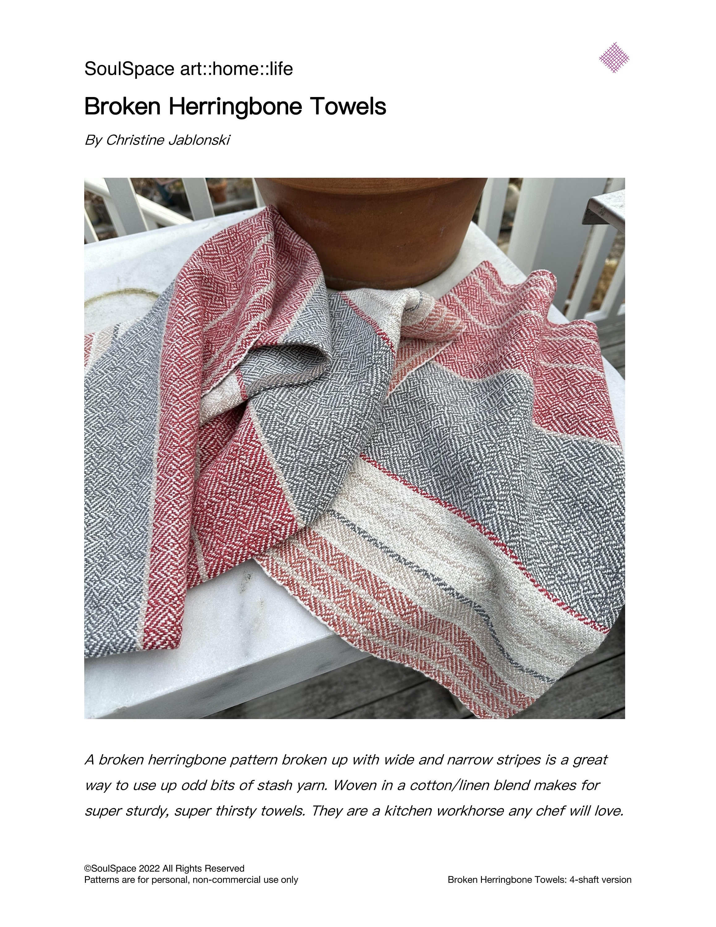 4-shaft Pattern PDF: Broken Herringbone Towels - Etsy