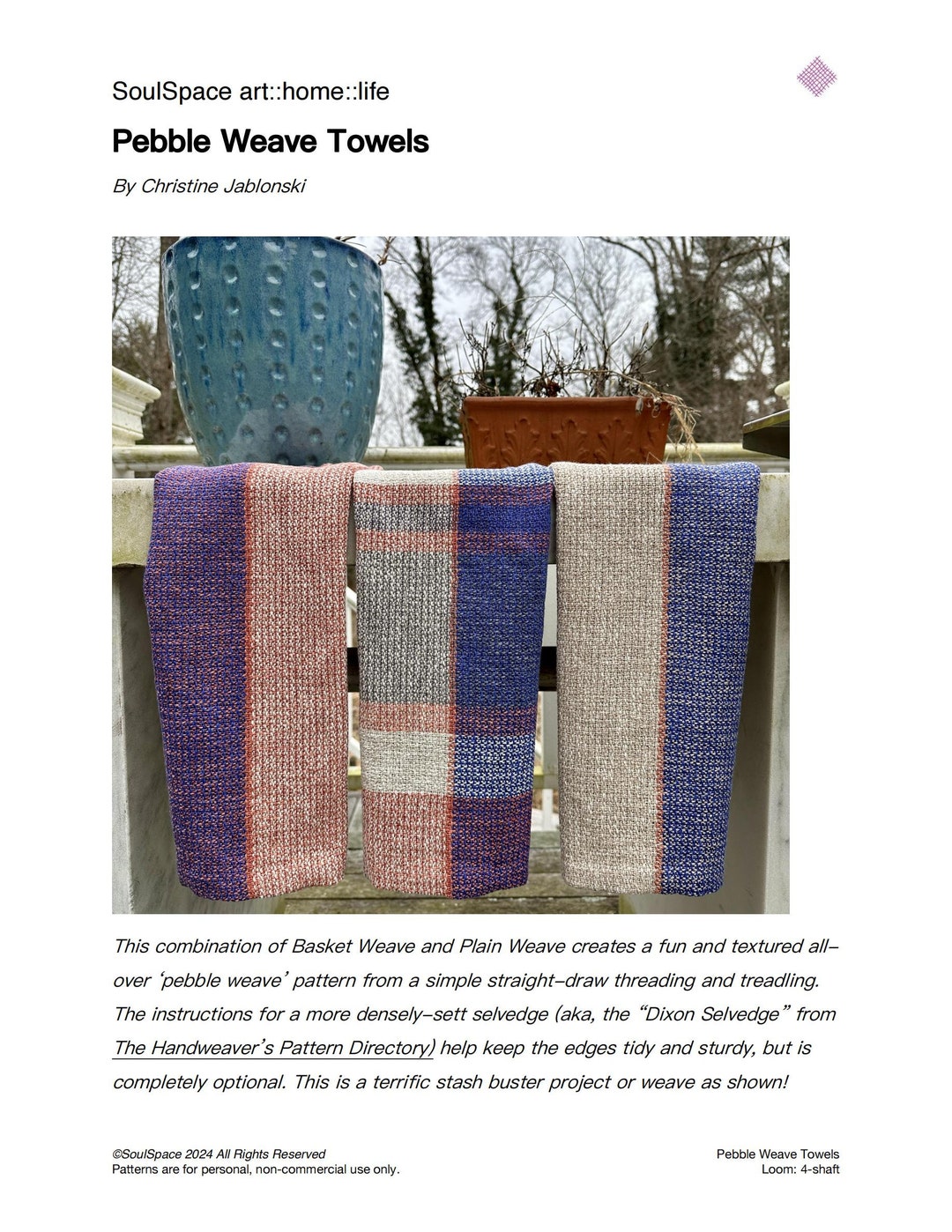 4-shaft Pattern PDF: Pebble Weave Towels - Etsy