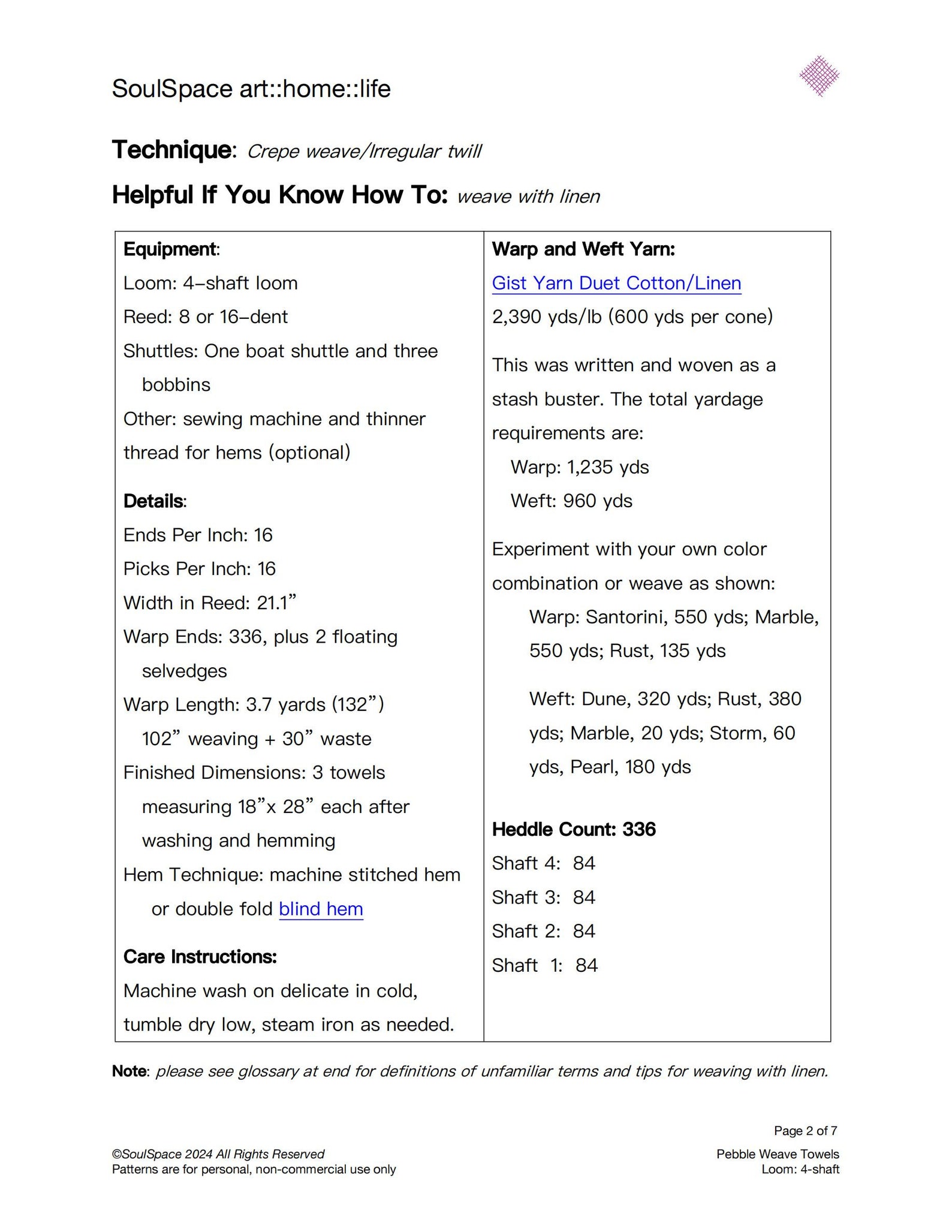 4-shaft Pattern PDF: Pebble Weave Towels - Etsy