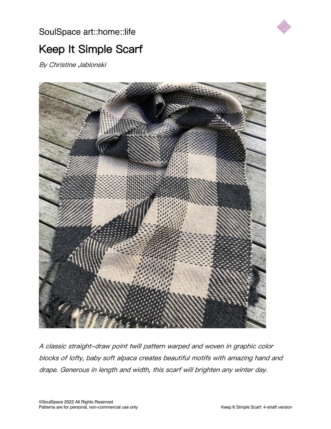 4-shaft Pattern PDF: Keep It Simple Scarf - Etsy