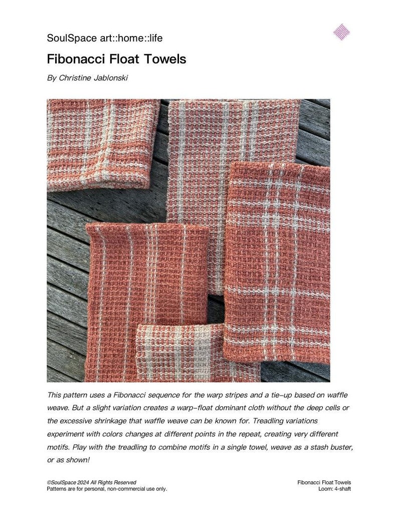 4-shaft Pattern PDF: Fibonacci Float Towels - Etsy