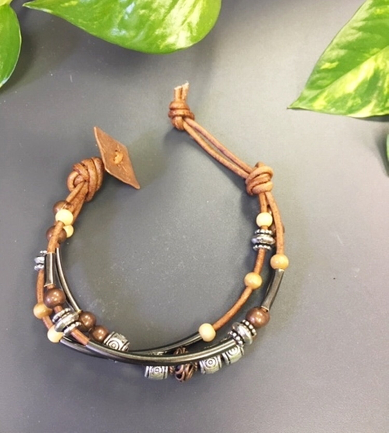 Brown Leather Bracelet - Etsy