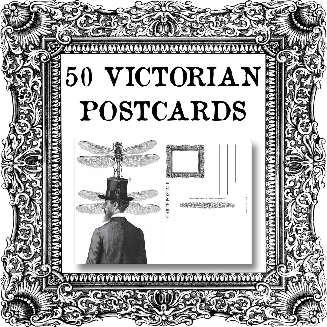 50 VICTORIAN POSTCARDS BONUS Double-sided 50 Double-sided Printable ...