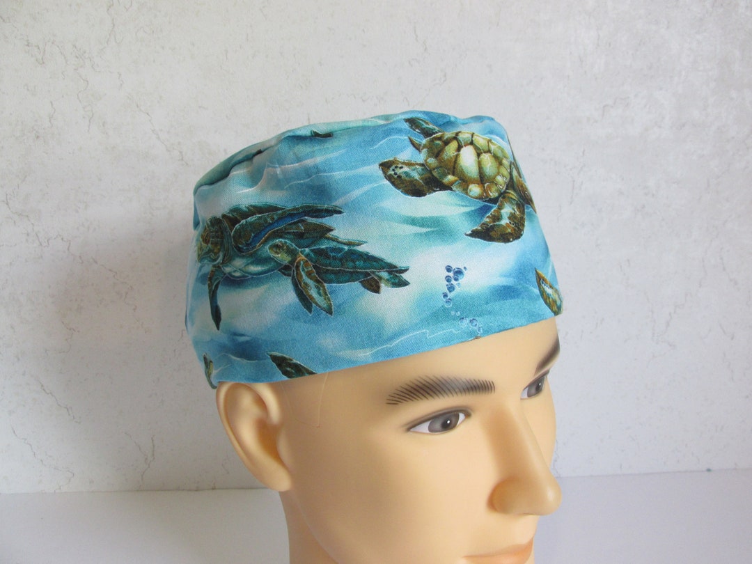 Sea Turtles Surgical Scrub Cap for Short Hair With Sweatband, Cath Lab ...
