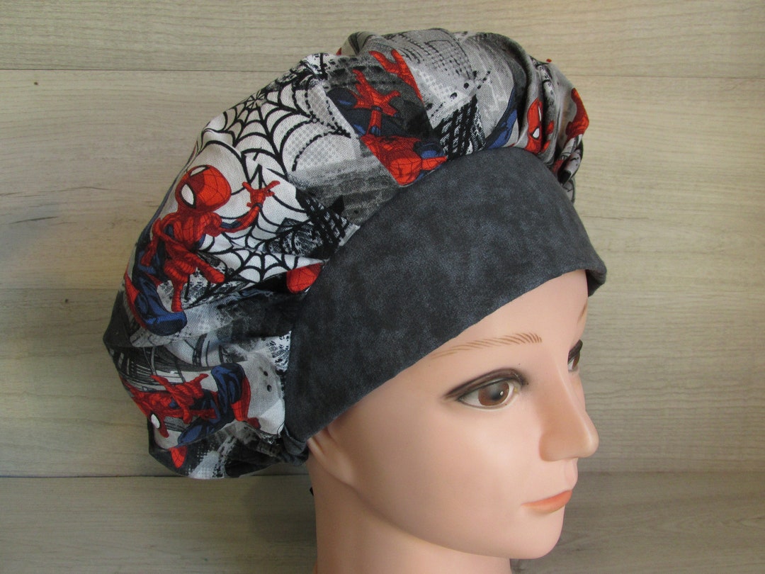 Spiderman Bouffant Surgical Scrub Cap With Sweatband, Doctor OR Nurse ...