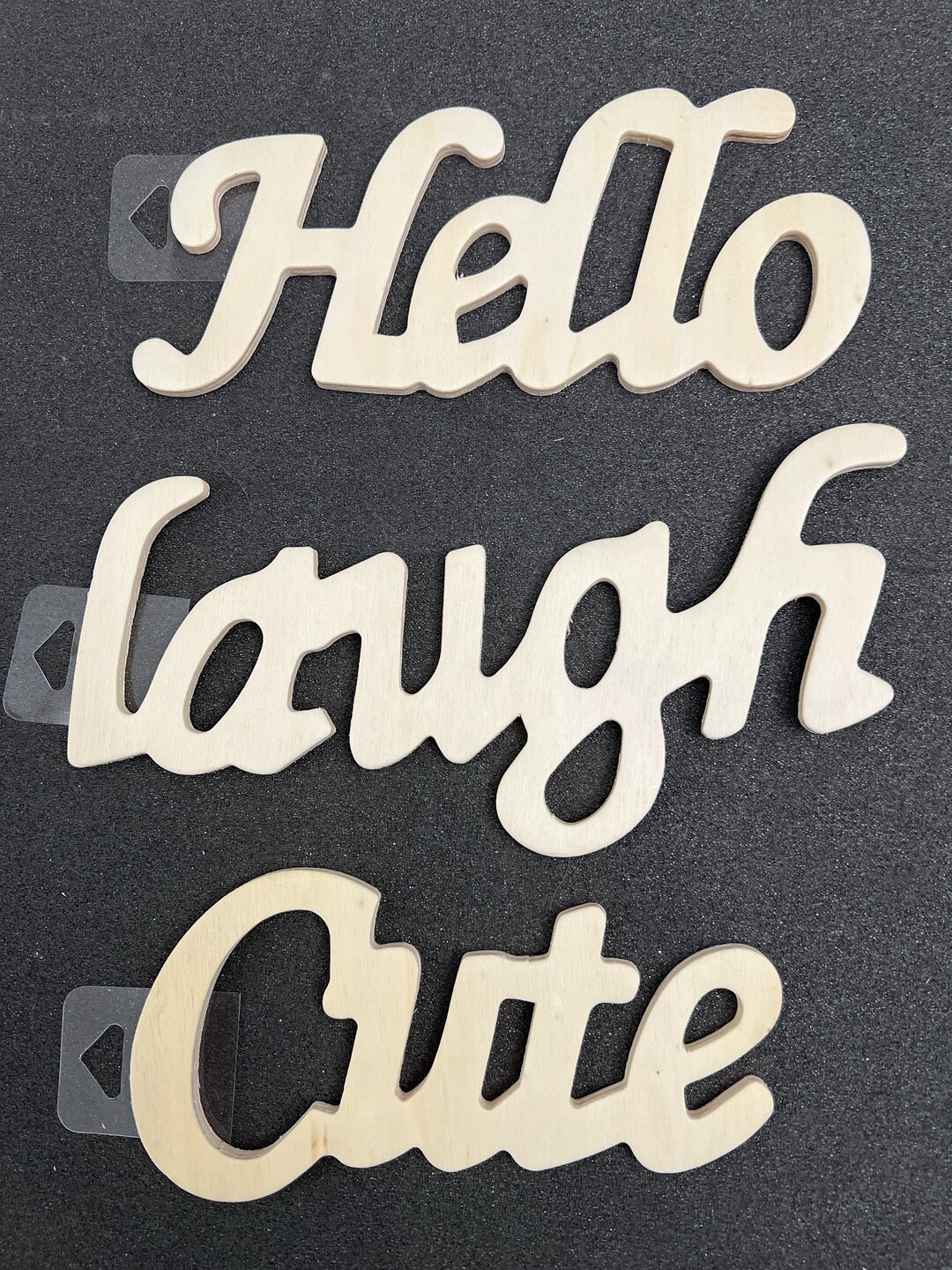 DIY, Unfinished Script Wood Word Cut Outs, Choose From 1 Hello Cute ...