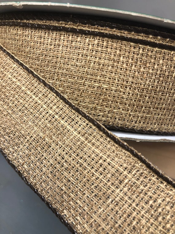 Wired Ribbon Tan With Brown Trim1.5 X 10 Yards by - Etsy