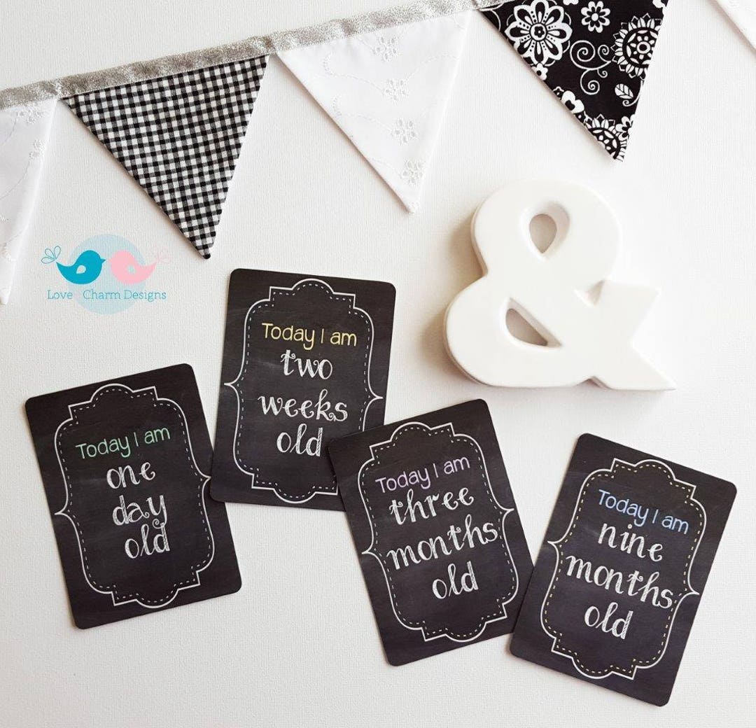 Milestone Photo Prop Cards 24 Age Cards Five Different Designs - Etsy