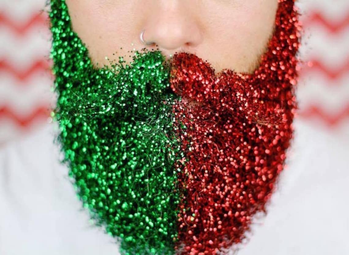 CHRISTMAS BEARD GLITTER 10 pots hair face festive mens | Etsy