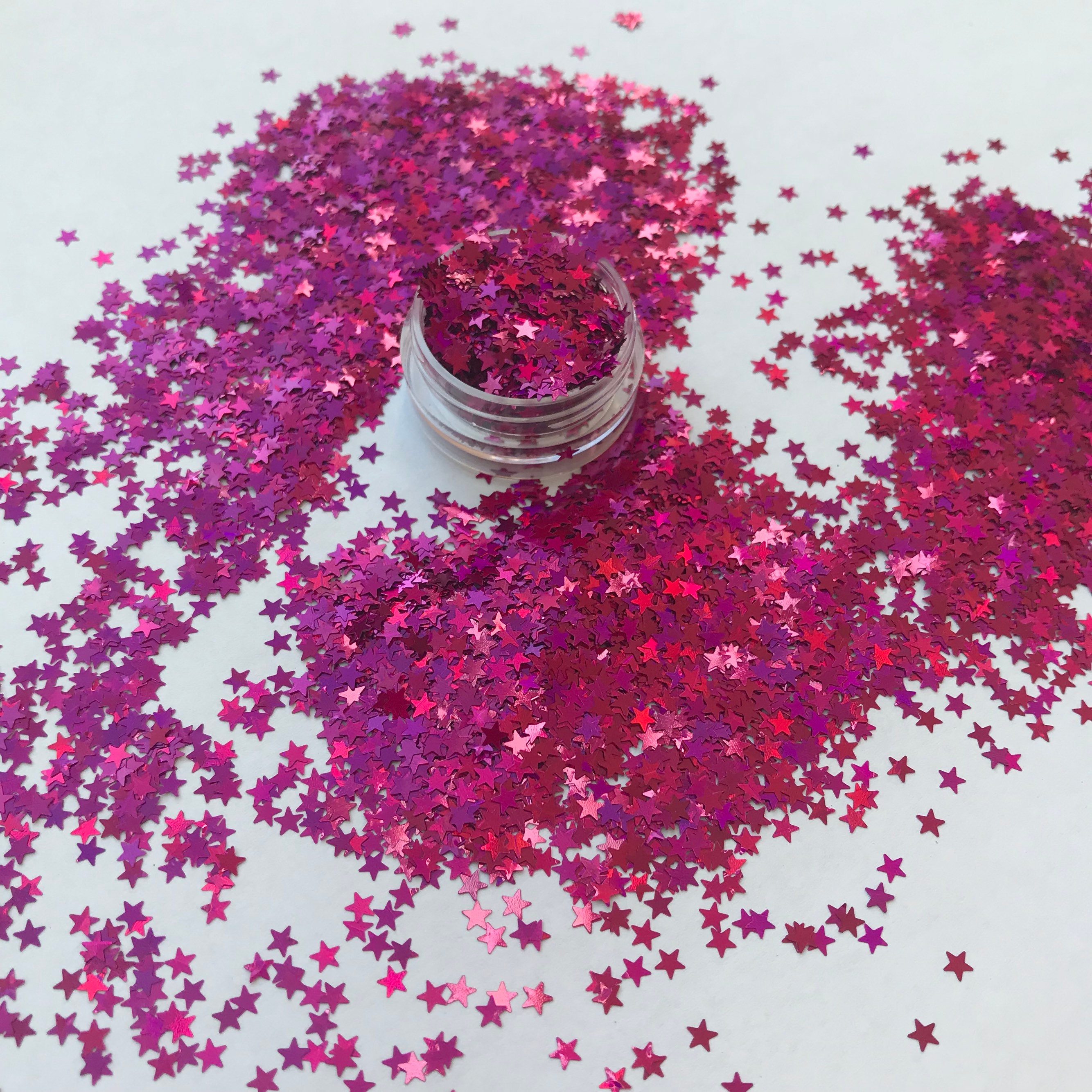 BRIGHT PINK STAR Shaped Glitter Cerise New Crafts Hair Face Body Nail ...