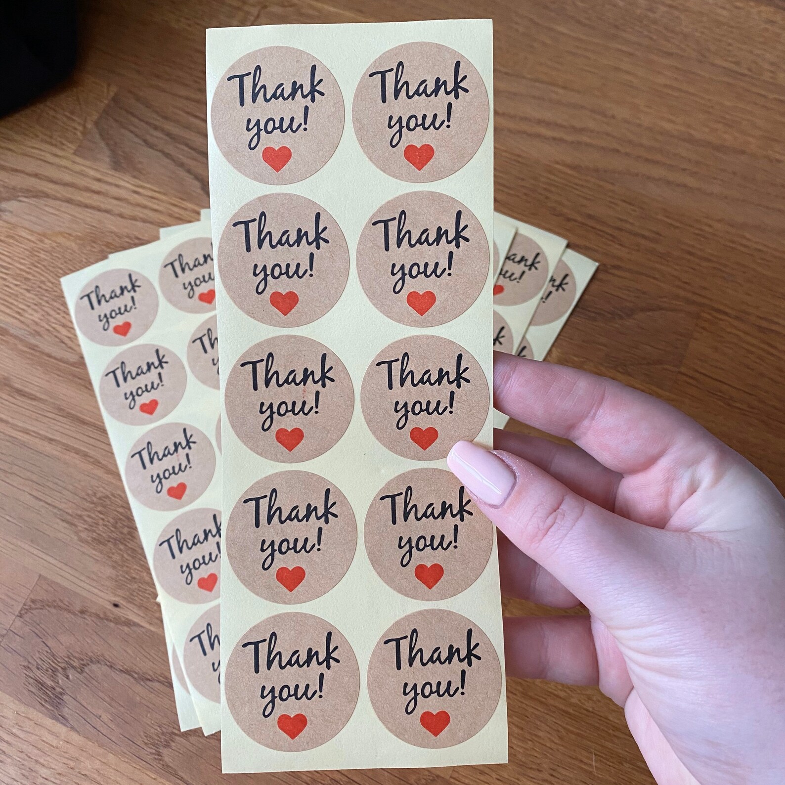 100 THANK YOU STICKERS New Brown Recycled Paper Gifting - Etsy
