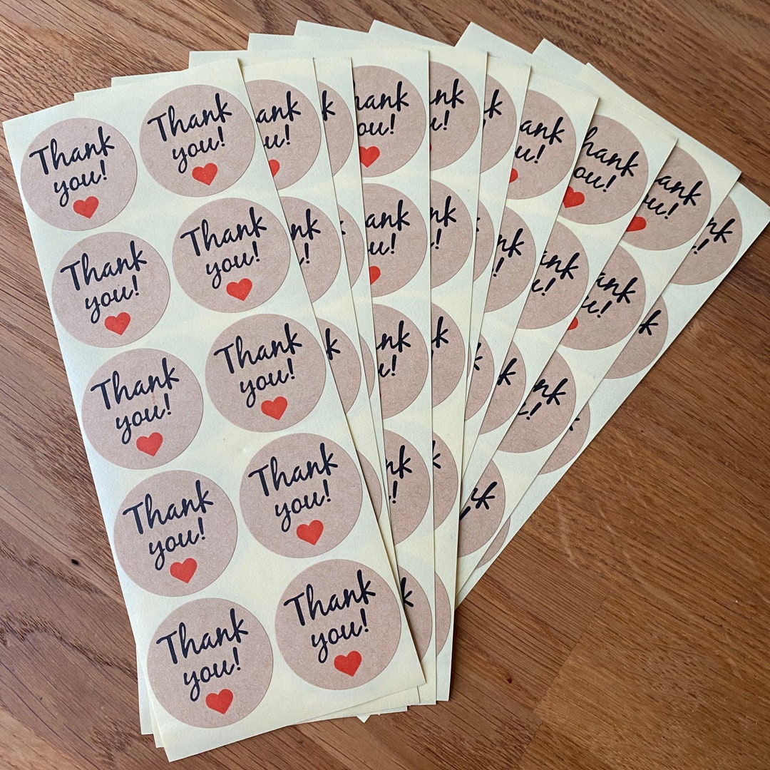 100 THANK YOU STICKERS New Brown Recycled Paper Gifting - Etsy