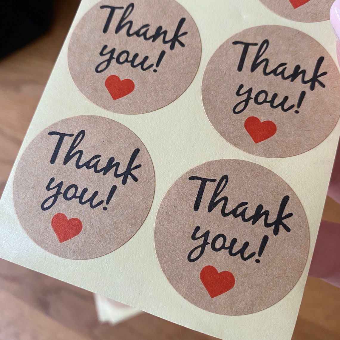 100 THANK YOU STICKERS new brown recycled paper gifting | Etsy