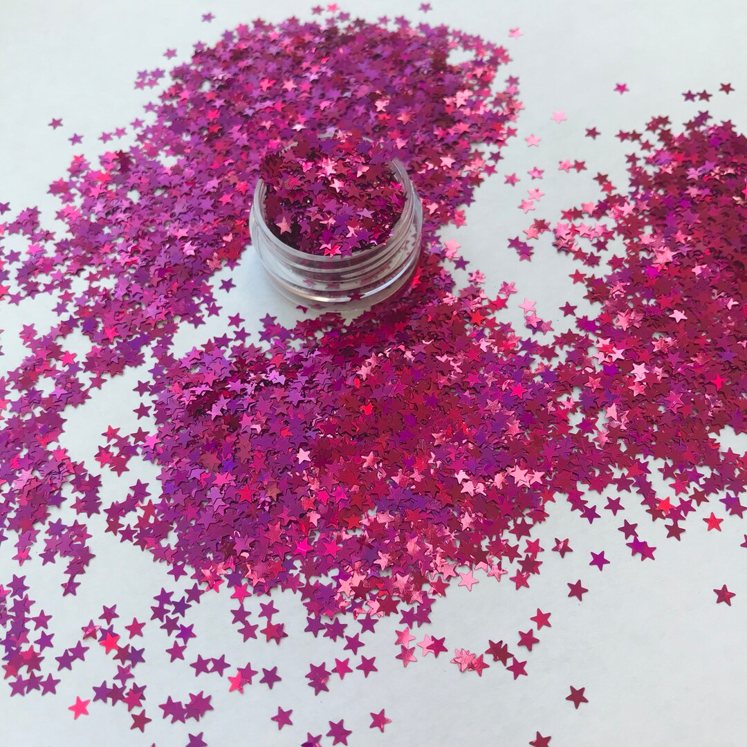 BRIGHT PINK STAR Shaped Glitter Cerise New Crafts Hair Face Body Nail ...