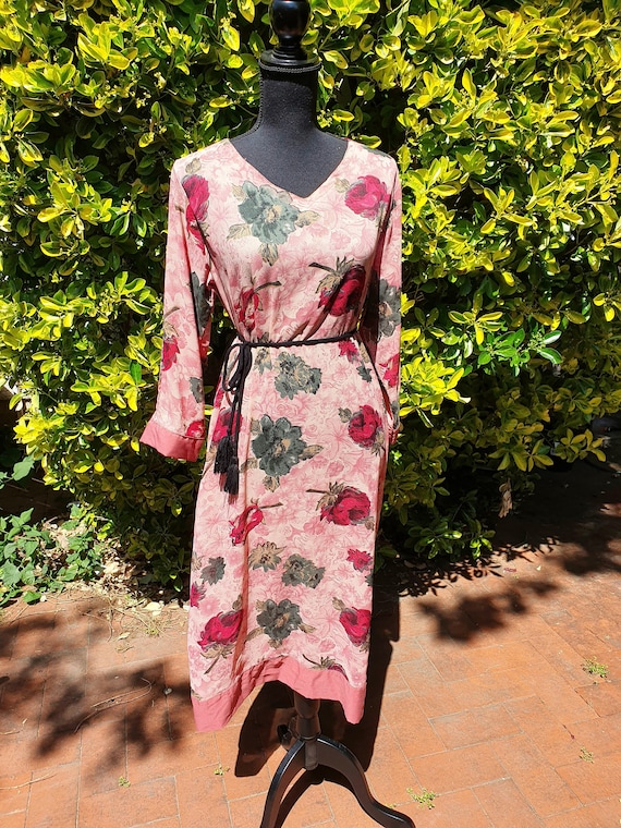 Vintage 70s Sheer Rose Kaftan || Gossamer Flowy Hippy… - Gem