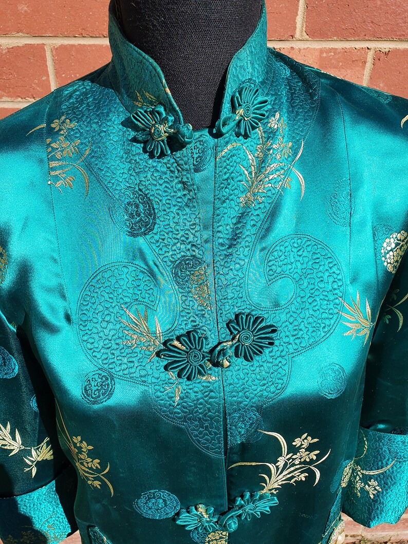 Vintage Silk Golden Leaf Jacket Luxurious Pure Silk Size | Etsy
