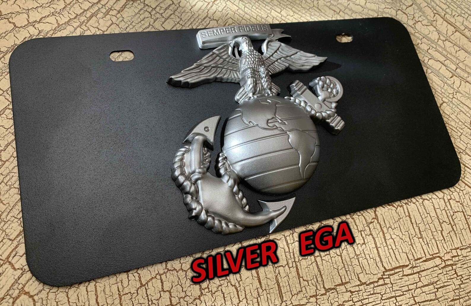 Usmc Marine License Plate 3d Metal Ega Black Powder Coated Etsy