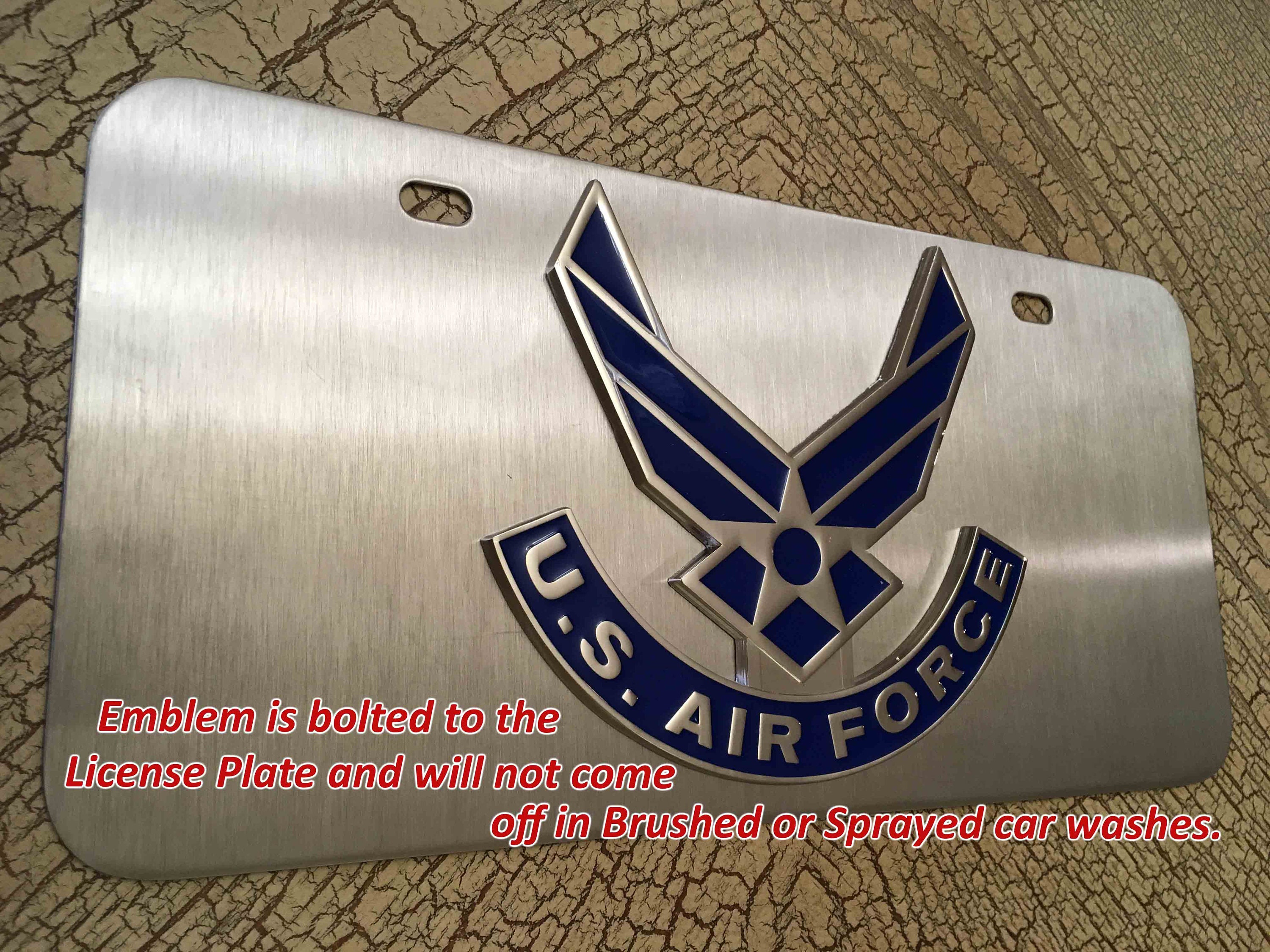 AIR FORCE License Plate - 3D Metal WINGS - 316L Stainless Steel - Etsy